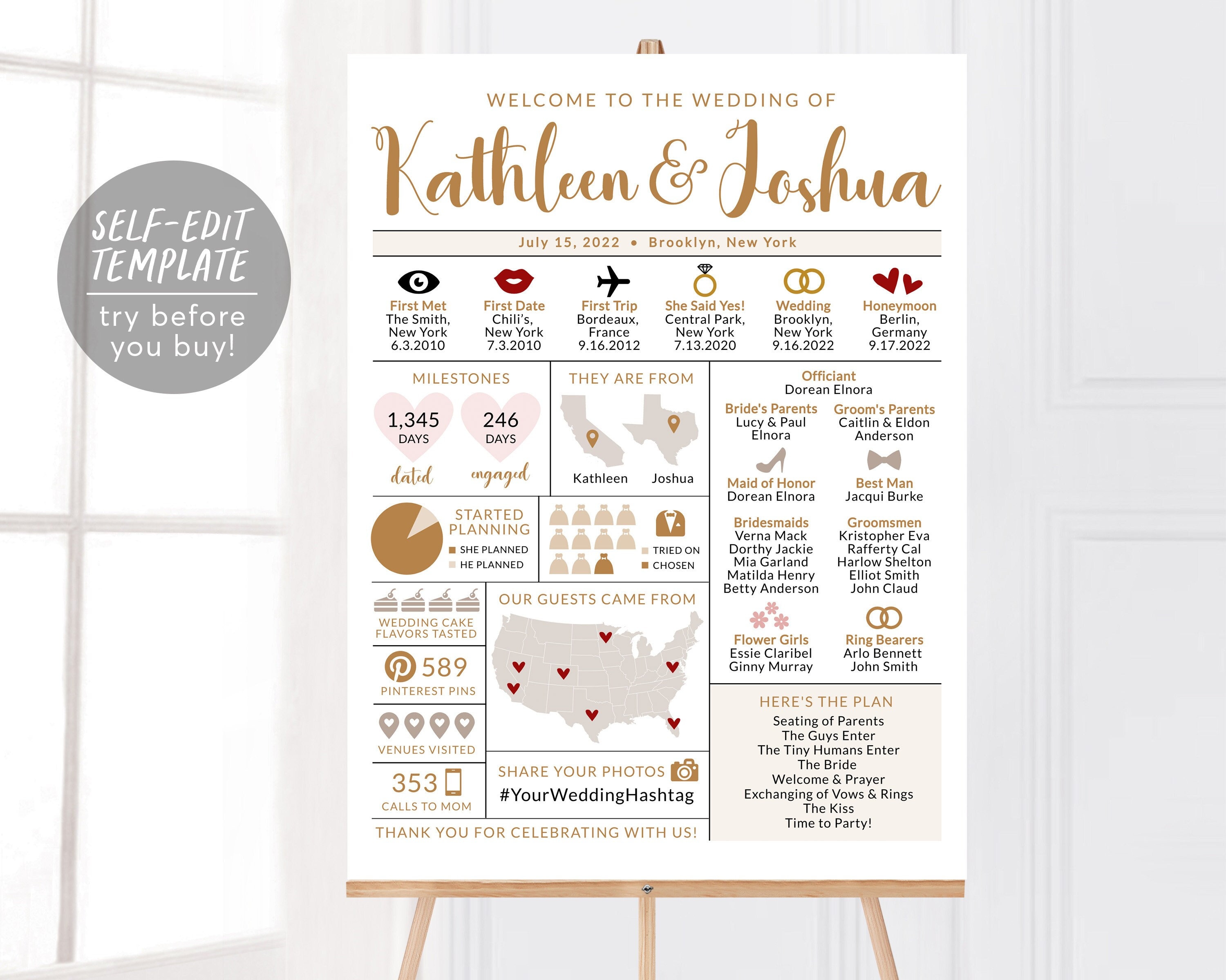 Unique Modern Wedding Program Sign Editable Wedding - Etsy