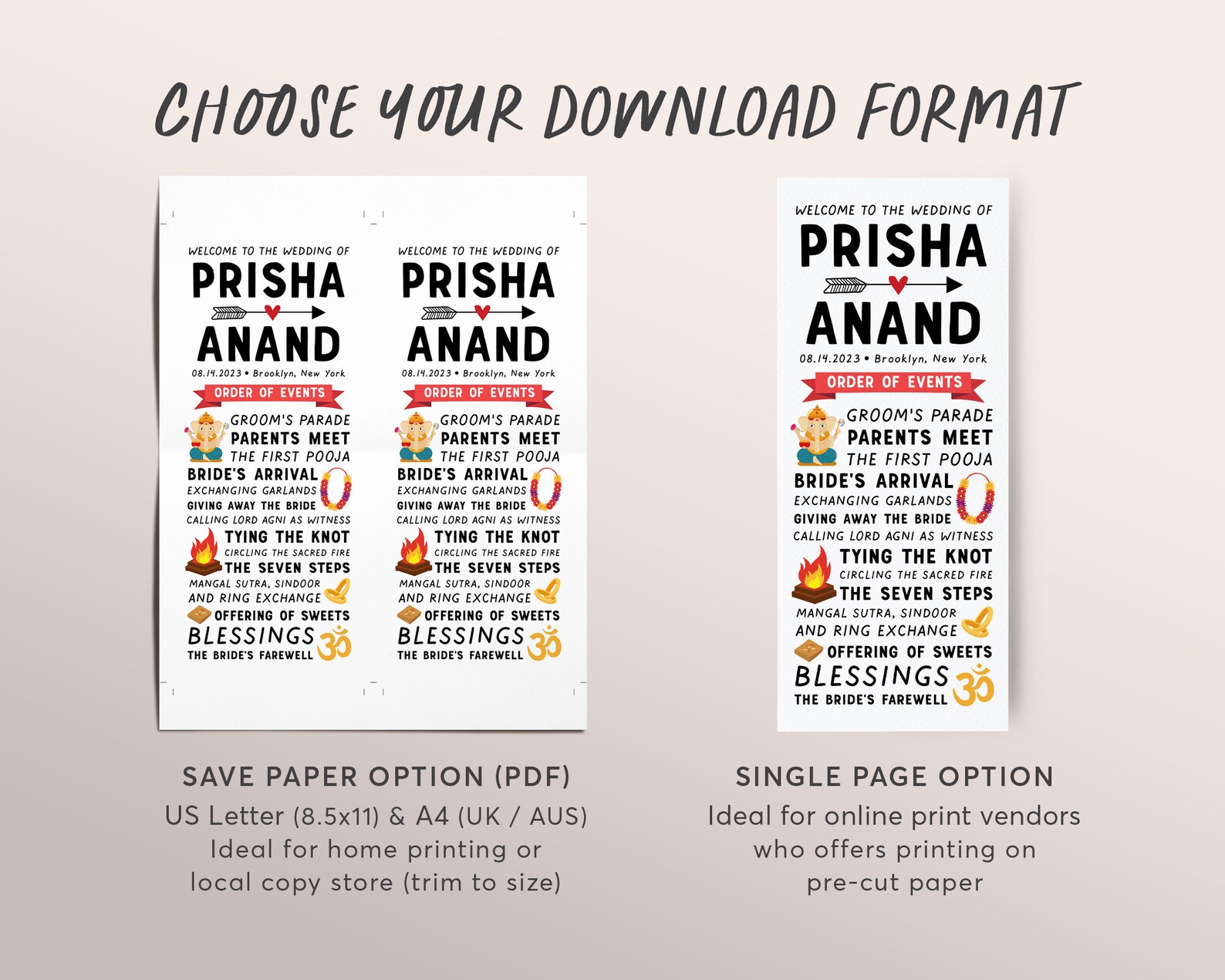 Editable Hindu Ceremony Program Template Long Hindu Order of - Etsy