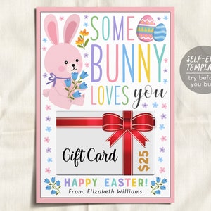 Easter Bunny Gift Card Holder Editable Template, Easter Gift Basket ...