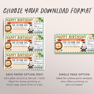 Birthday Zoo Ticket Editable Template, Surprise Gift for Kids, Zoo ...
