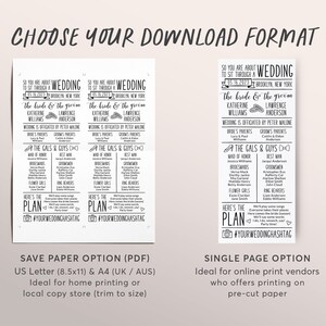 Infographic Wedding Program Editable Template, Black and White ...