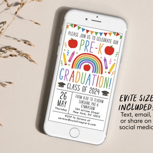 Pre-k Graduation Invitation Editable Template, Class Graduation ...