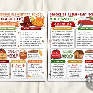 Yearly PTO PTA Newsletter Editable Template BUNDLE Set, Classroom ...