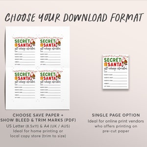 Secret Santa Gift Exchange Cards Editable Template, Holiday Christmas ...