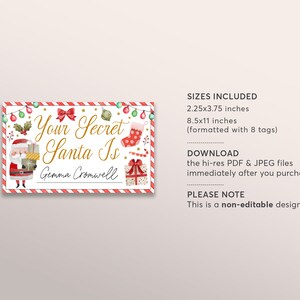 Your Secret Santa is Gift Tag Editable Template, Christmas From Santa ...