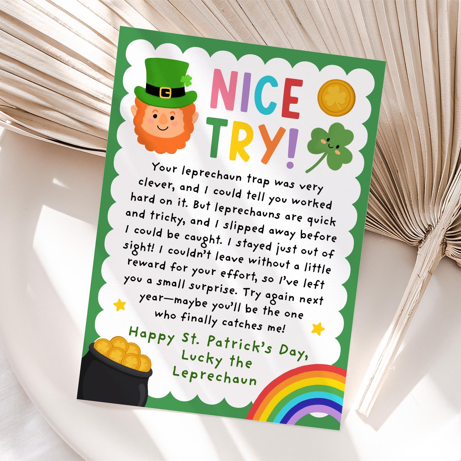 Leprechaun Letter, Leprechaun Trap Note, St Patricks Day Game, Catch A ...