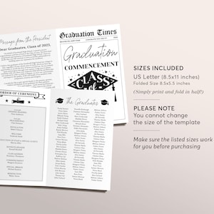 Graduation Program Editable Template, Pamphlet Booklet Newspaper High ...