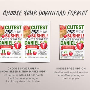 Fall Apple First Birthday Invitation Editable Template, Kids Unisex ...