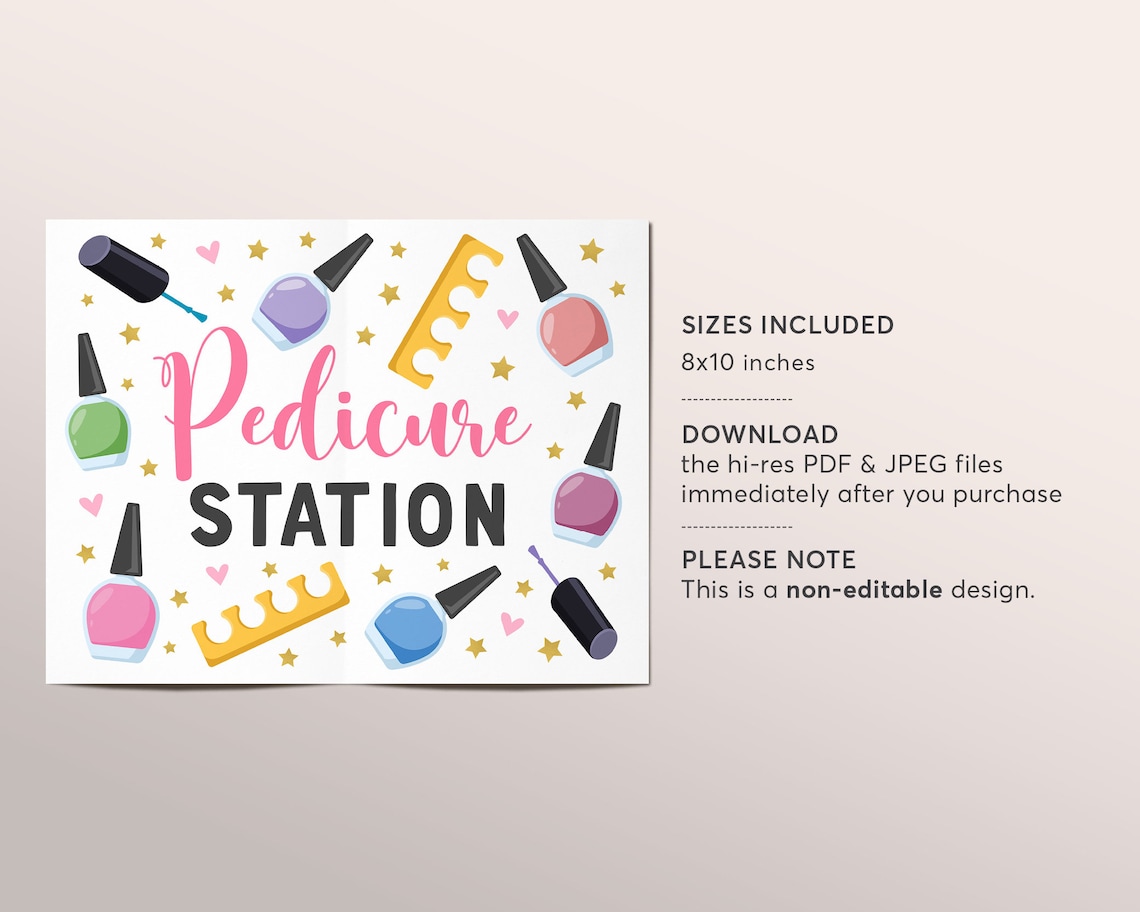 Pedicure Station Sign Printable Mani Pedi Spa Makeup Birthday - Etsy