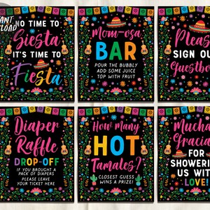 Fiesta Party Signs BUNDLE for Baby Shower, Mexican Theme Diaper Raffle ...