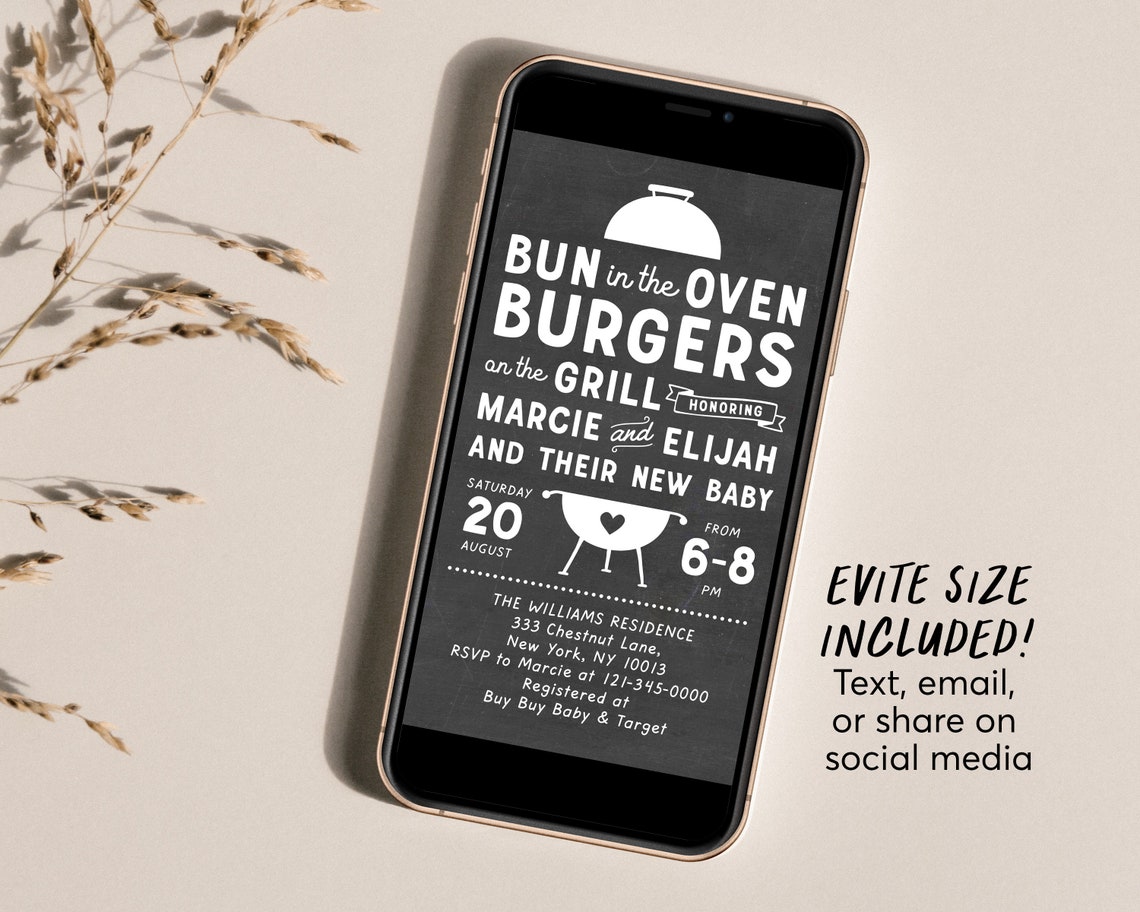 Editable Babyque BABY-Q BBQ Baby Shower Invitation Template - Etsy