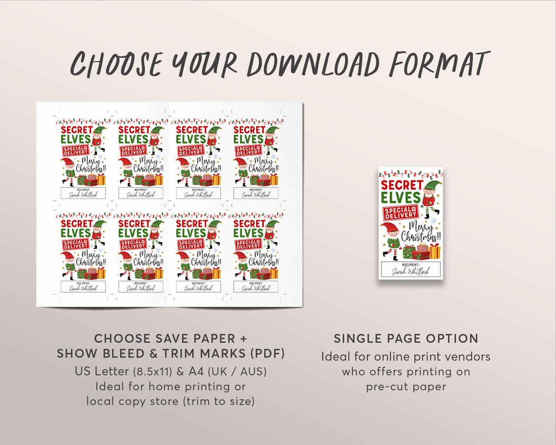 Secret Elves Gift Tags Editable Template, Secret Elf Santa Christmas ...