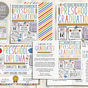 Preschool Graduation Ceremony BUNDLE Editable Template, Pre-k ...