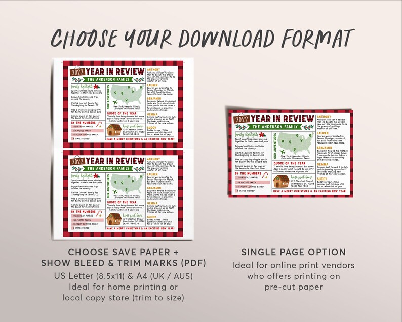 Infographic Year in Review Christmas Card Editable Template, Rustic New ...