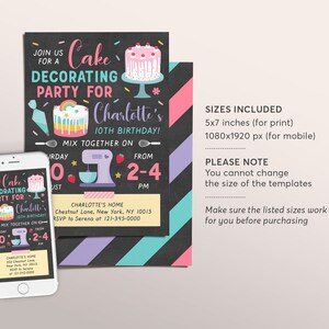Cake Decorating Birthday Party Invitation Editable Template, Baking ...