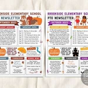 Yearly PTO PTA Newsletter Editable Template BUNDLE Set, Classroom ...