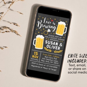 Love is Brewing Couples Shower Invitation Editable Template, Beer Keg ...