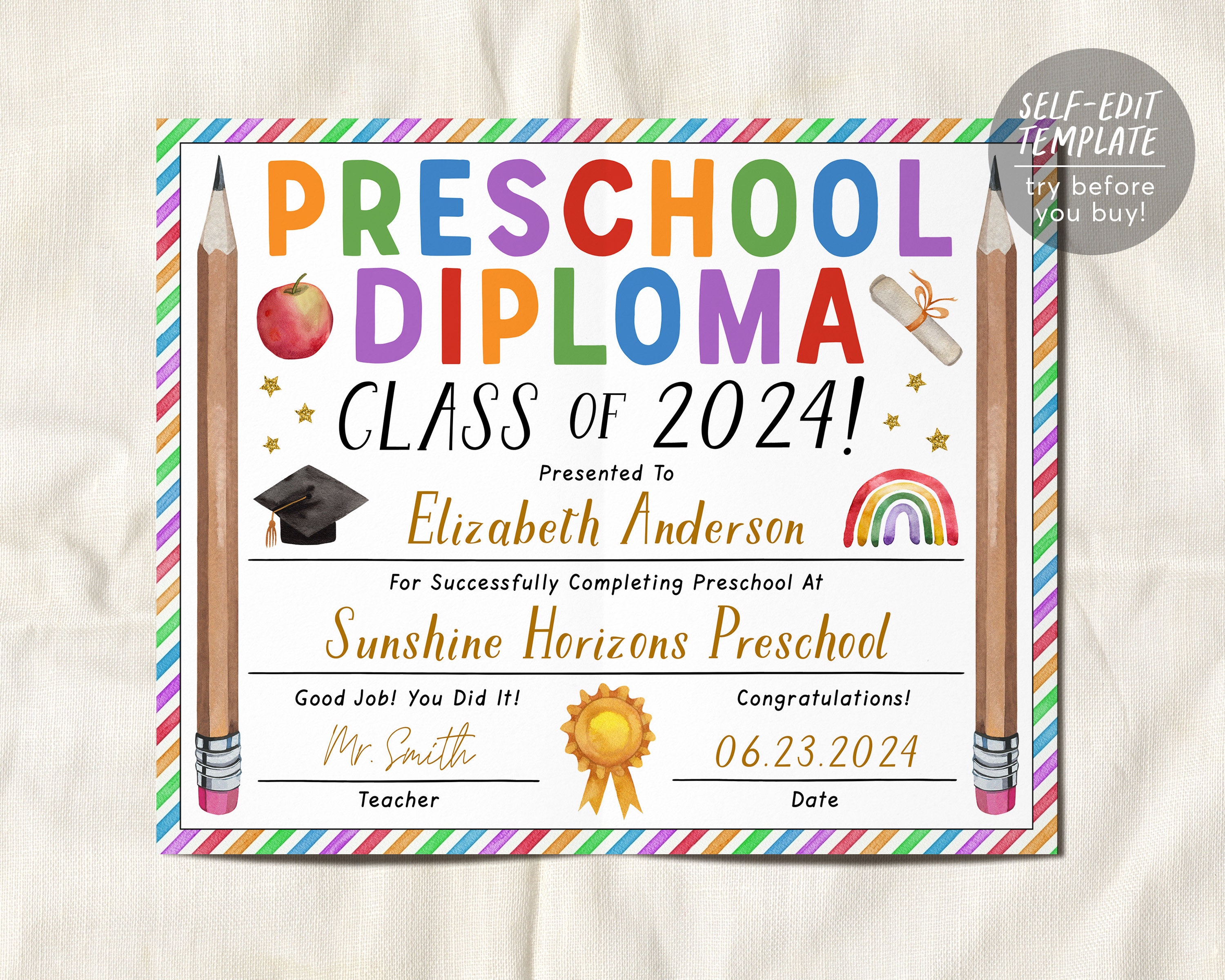 Preschool Graduation Ceremony BUNDLE Editable Template, Pre-k ...