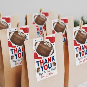 Football Birthday Party Favor Tags Editable Template, Football Theme ...