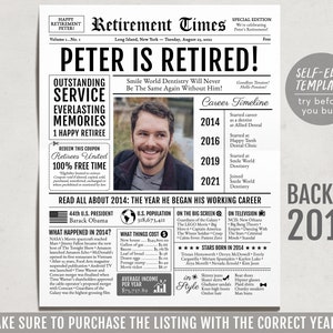 Editable Retirement Celebration Sign, Unique Newspaper Retirement Gifts ...