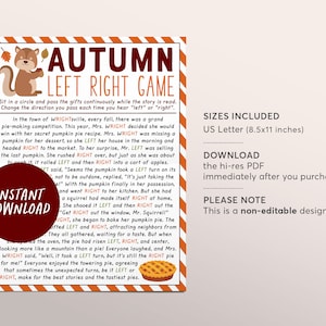 Fall Left Right Game, Left Right Story Pass the Gift Prize Exchange ...