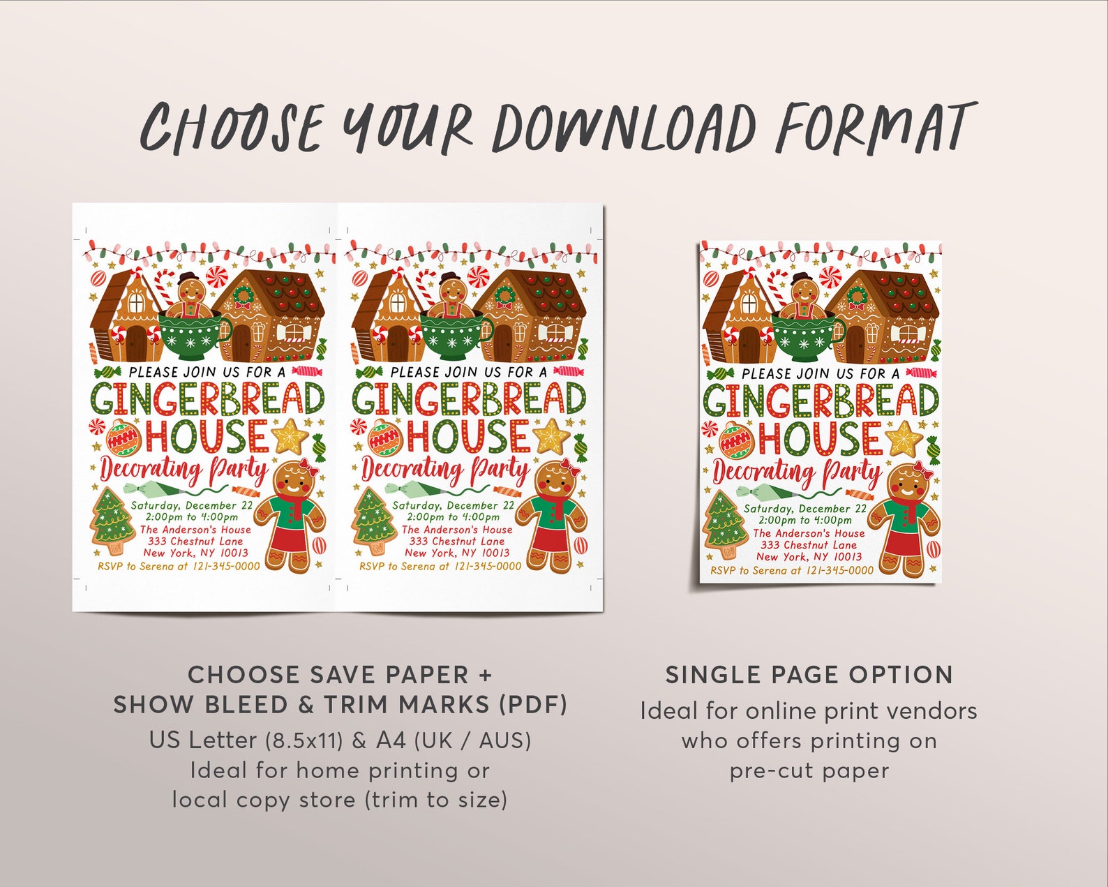 Christmas Gingerbread House Decorating Party Invitation Editable ...