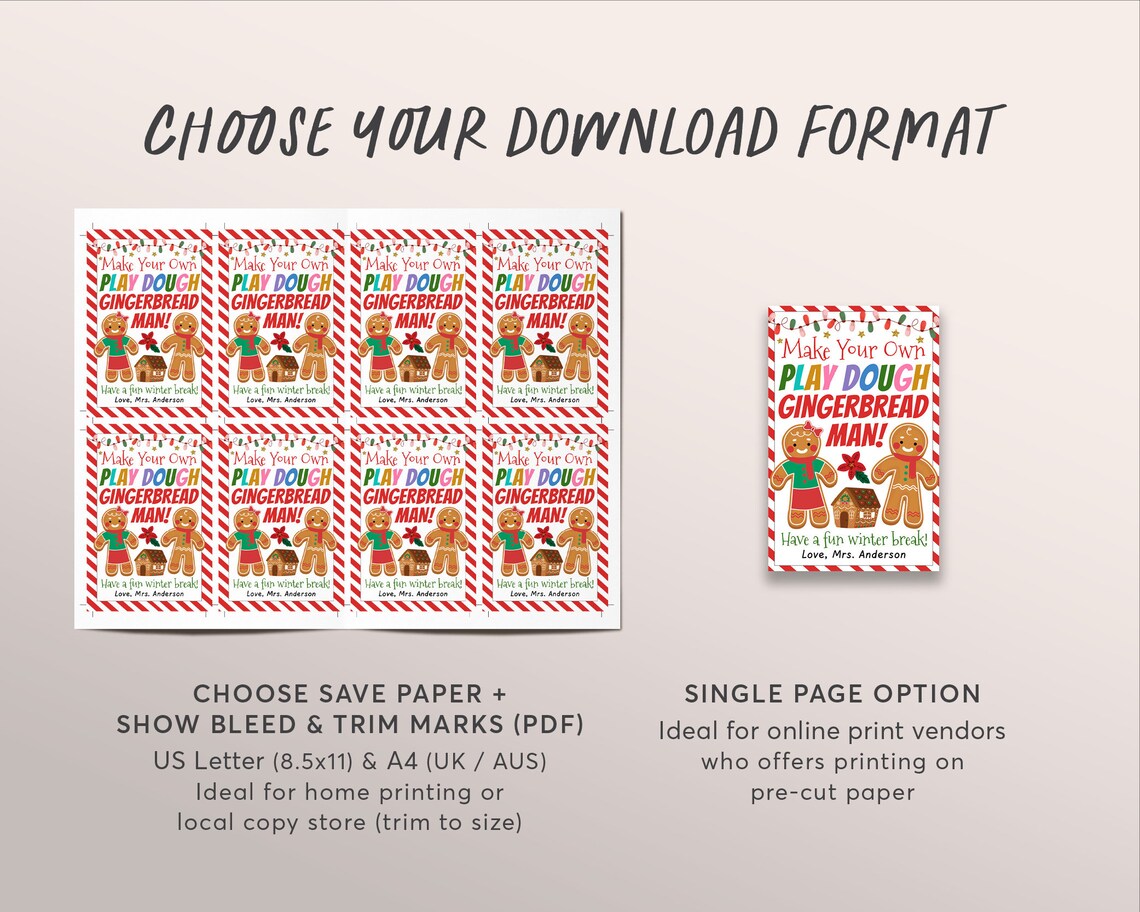 Make Your Own Play Dough Gingerbread Man Gift Tags Editable Template ...