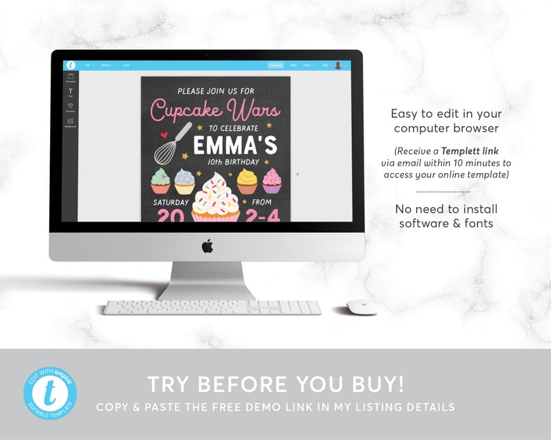 Editable Cupcake Wars Birthday Invitation Template Cupcake - Etsy
