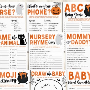 Halloween Baby Shower Games Package Bundle Editable Template, A Little ...