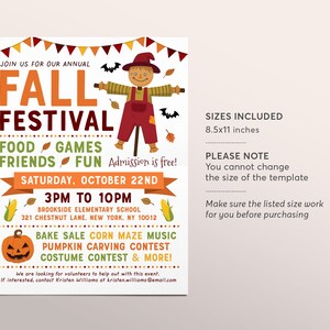 Fall Festival Harvest Flyer Editable Template, Halloween Party ...