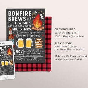 Bonfire Brews Couples Shower Invitation Editable Template, Beer ...