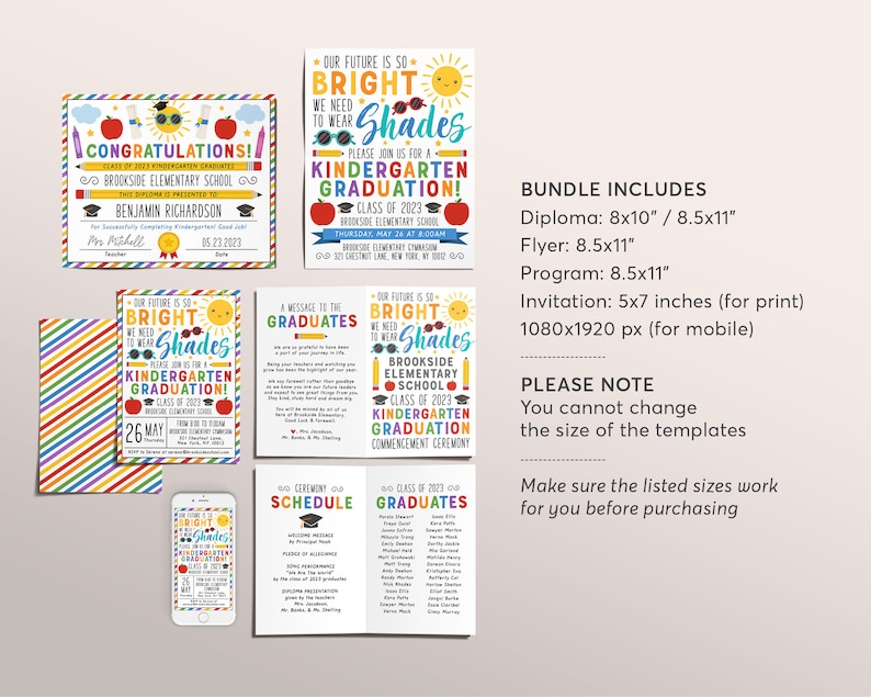 Kindergarten Graduation Ceremony BUNDLE Editable Template, Future is so ...