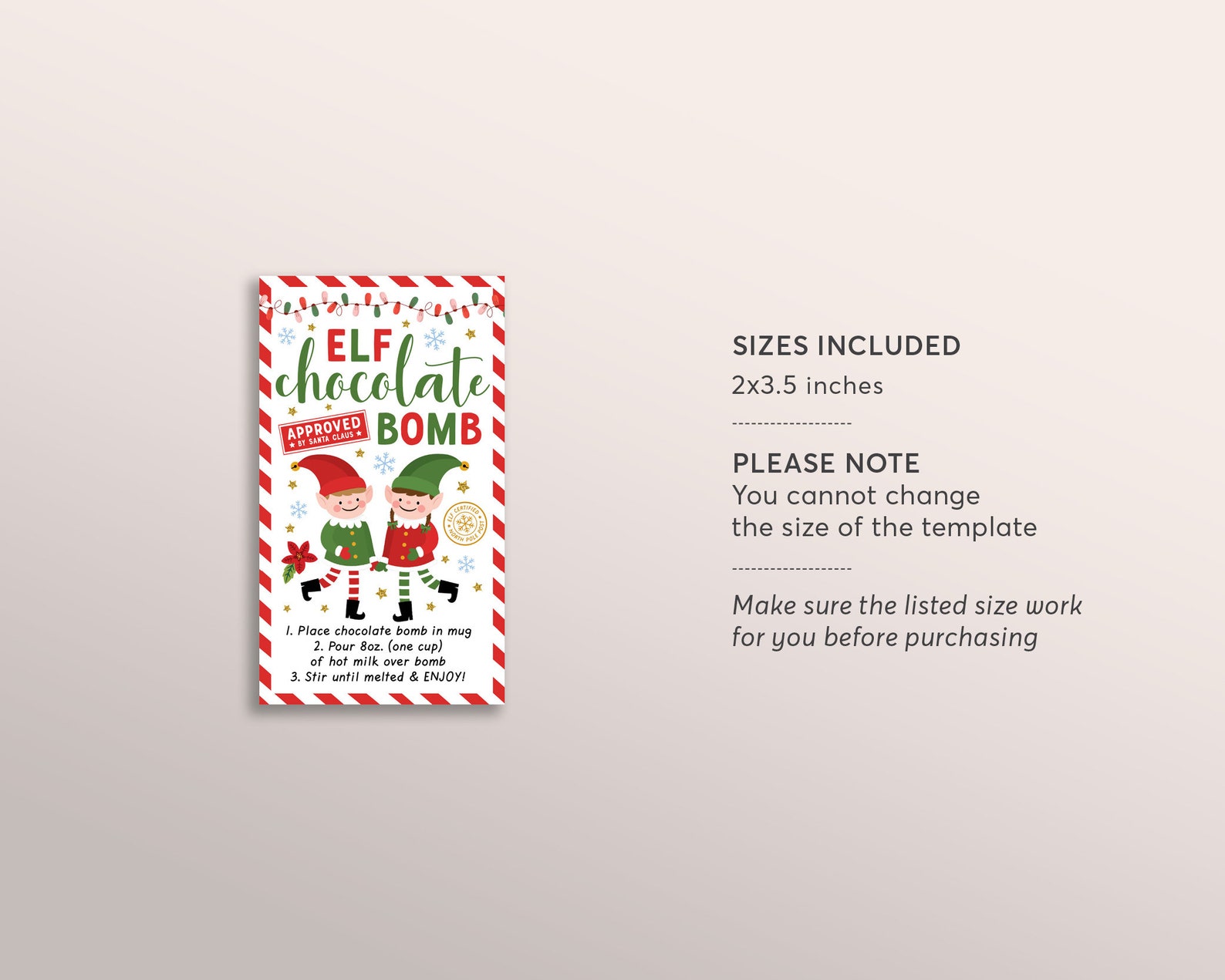 Elf Hot Chocolate Bomb Tags Editable Template, Elves Hot Cocoa Bomb ...