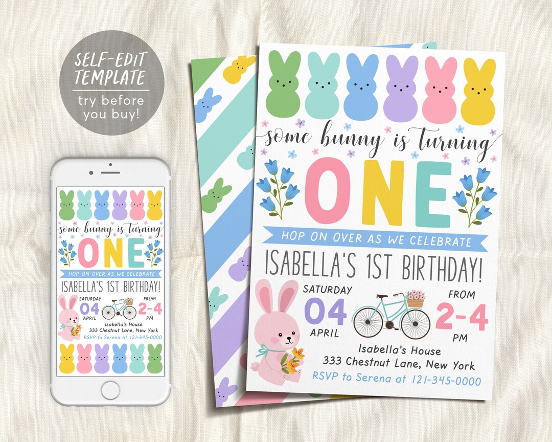 Easter Birthday Birthday Invitation Editable Template, Spring Floral ...