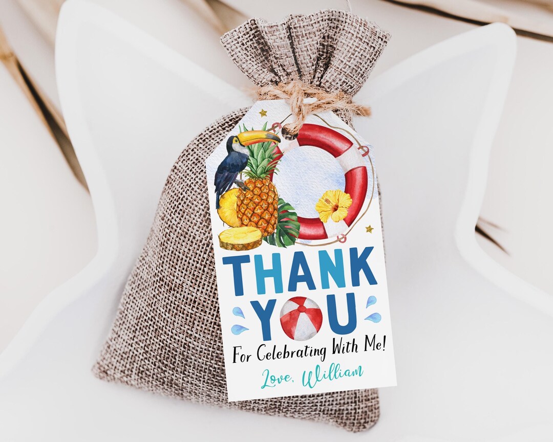 Aloha Tropical Pool Party Birthday Party Favor Tags Editable Template ...
