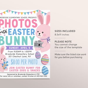 Photos With the Easter Bunny Flyer Editable Template, Spring Easter ...