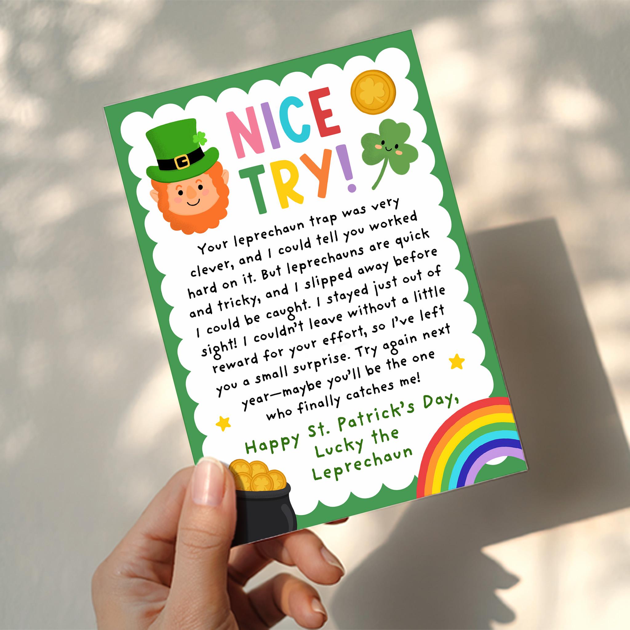 Leprechaun Letter, Leprechaun Trap Note, St Patricks Day Game, Catch A ...