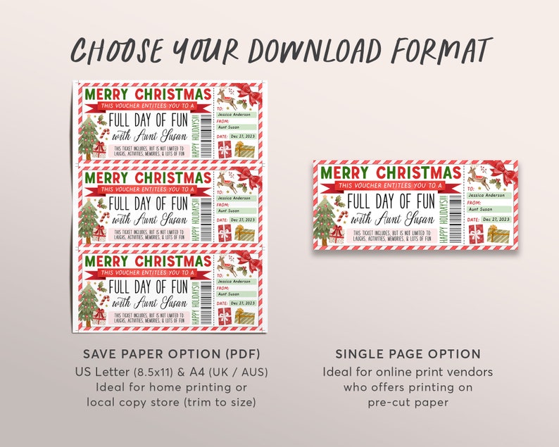 Christmas Fun Day Ticket Editable Template, Surprise Day of Fun With ...
