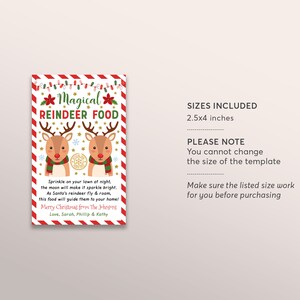 Magical Reindeer Food Tag Editable Template, Christmas Magic Reindeer ...