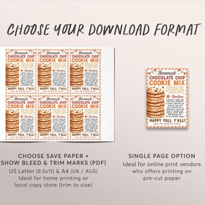 Cookie Mix in a Jar Gift Tag Editable Template, Thanksgiving Chocolate ...