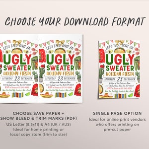 Ugly Sweater Fiesta Christmas Invitation Editable Template, Taco 'bout ...