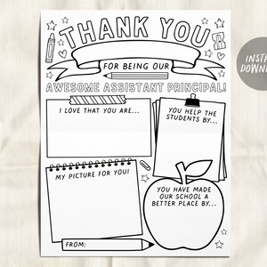 Principal Appreciation Day Thank You Printable, Vice Assistant ...