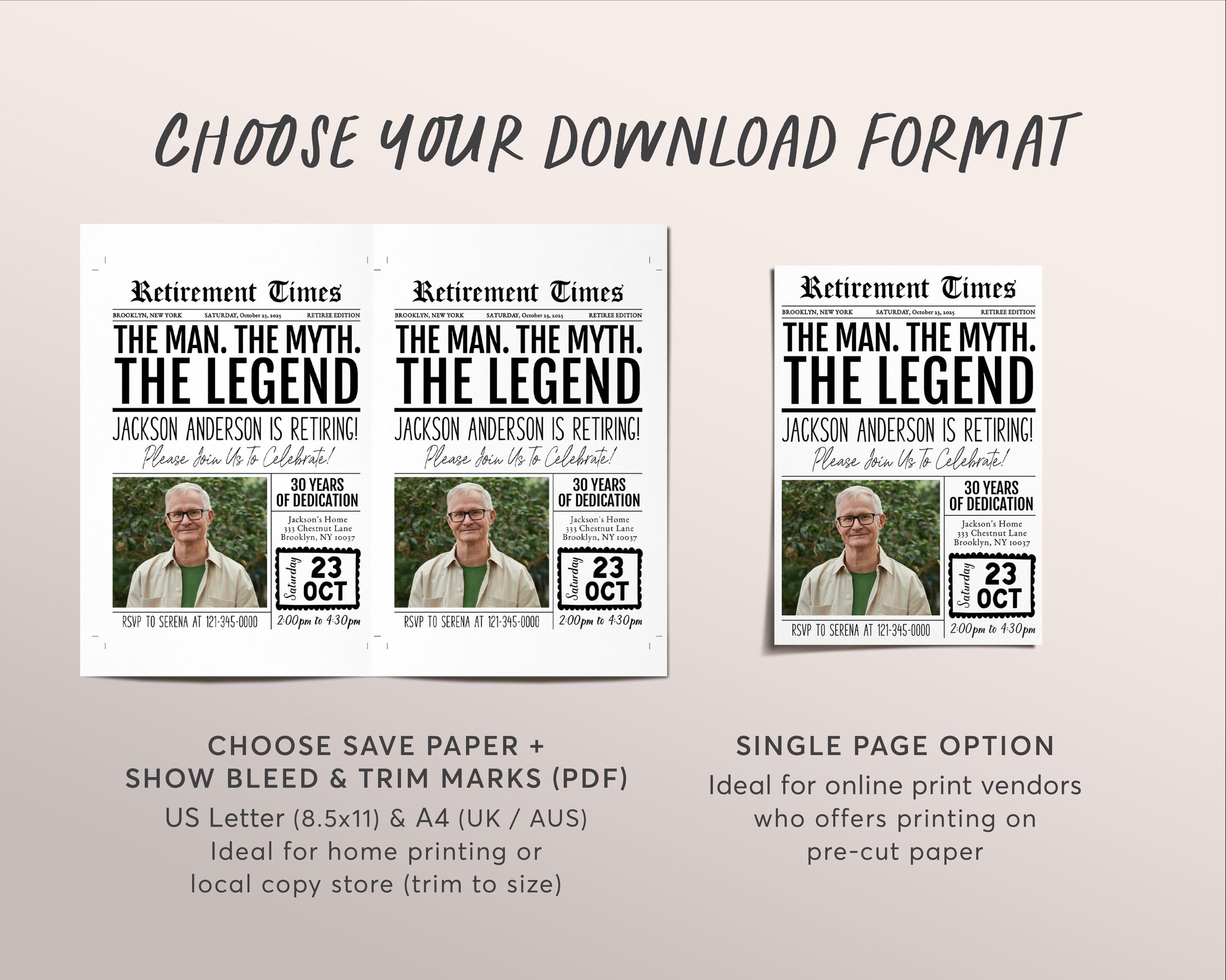 The Man the Myth the Legend Retirement Invitation Editable Template ...
