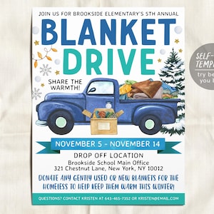 Blanket Drive Flyer Editable Template, Holiday Blanket Donation ...