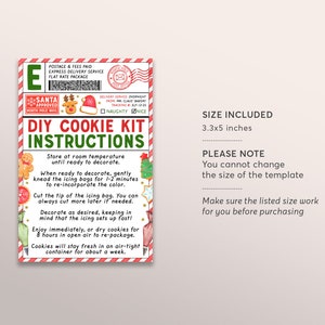 Christmas DIY Cookie Kit Instructions Card Editable Template, Holiday ...