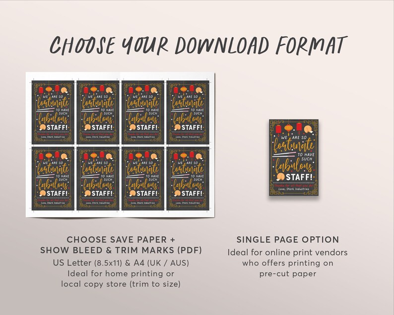 Fortune Cookie Thank You Gift Tags Editable Template, Fabulous Staff ...