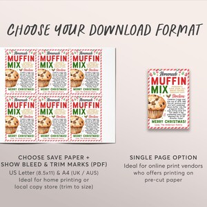 Muffin Mix in a Jar Gift Tag Editable Template, Christmas Muffin Recipe ...