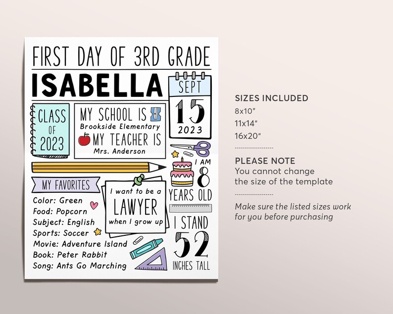 First or Last Day of School Sign Editable Template First Day - Etsy