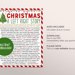 Christmas Left Right Game, Left Right Story Pass the Gift Exchange Game ...