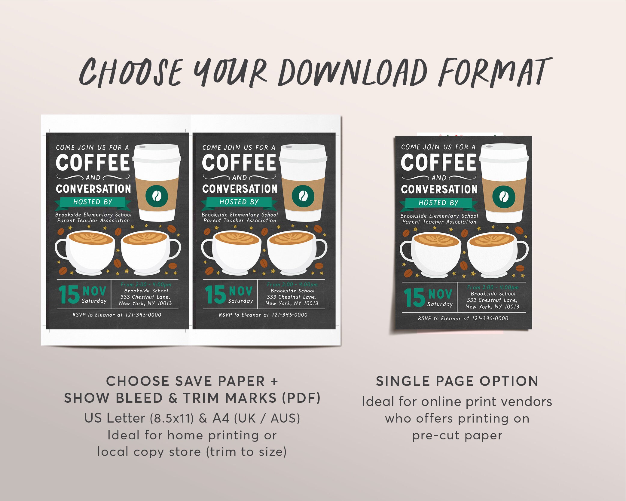 Coffee and Conversation Party Invitation Editable Template - Etsy